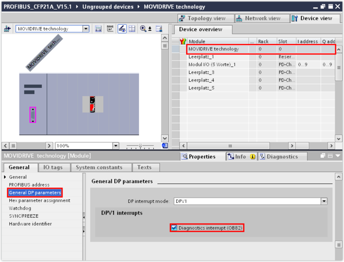 PROFIBUS diagnostic alarm