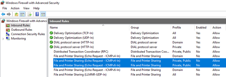 Activating the ping function